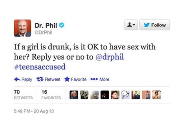 Dr Phil Deletes Controversial Drunk Sex Twitter Question Following Massive Outcry E News
