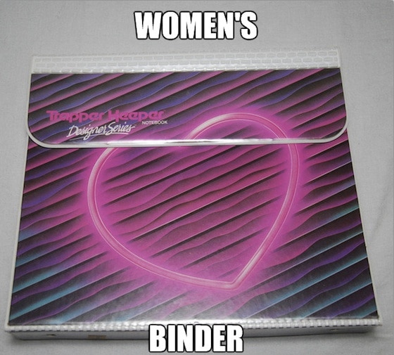 Binders + Women = 4Evah from Mitt Romney's Binders Full of Women Memes ...