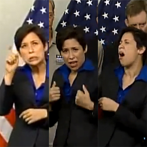 Lydia Callis Signs with Swag During Hurricane Sandy