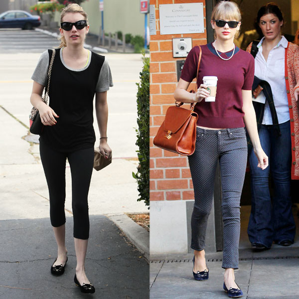 Taylor Swift & Emma Roberts Are Fashion Twinsies in Cat Flats - E! Online