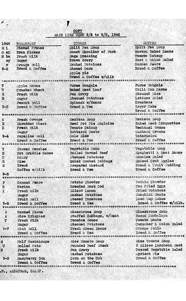 Alcatraz's Menu From 1946 Sounds Delicious (and Super Fancy for Prison ...