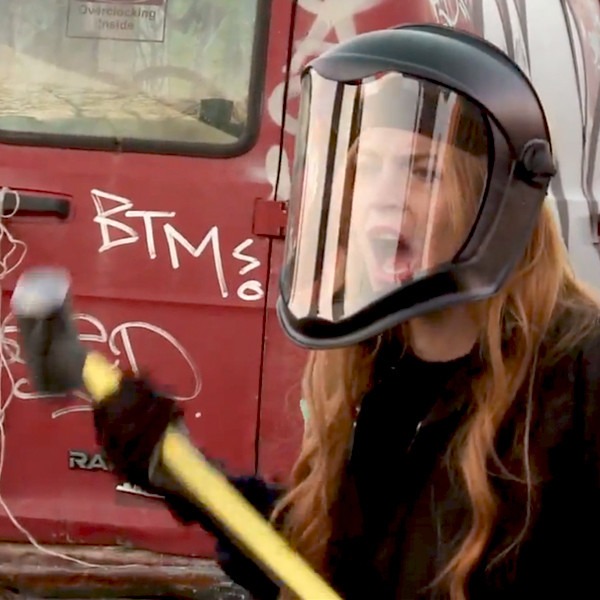 Watch Lindsay Lohan Smash a Car With a Sledgehammer!
