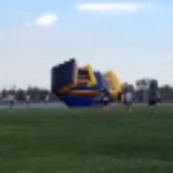 Bouncy House Blows Away With Two Children Stuck Inside