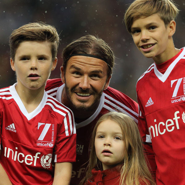 David Beckham's Children Support Dad at Charity Soccer Match