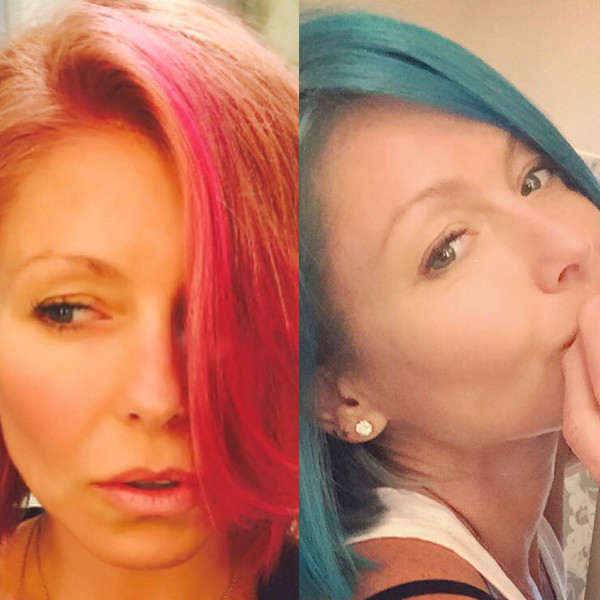 Kelly Ripa Ditches Pink Hair for Bright Blue Locks - E! Online
