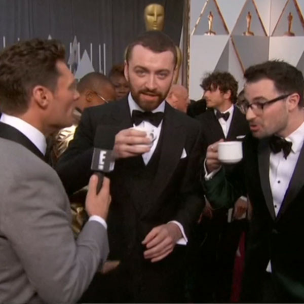 Surprise! Sam Smith Gets His Cup of Tea on the Oscars Red Carpet