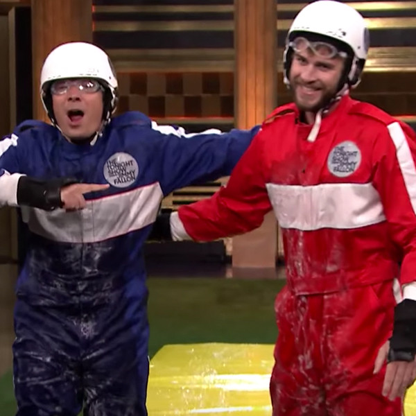 Jimmy Fallon and Liam Hemsworth Play Ridiculous Game of Slip & Flip