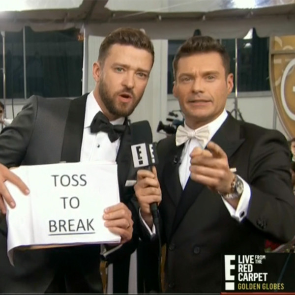 JT Steps in for Ryan Seacrest on the Golden Globes Red Carpet