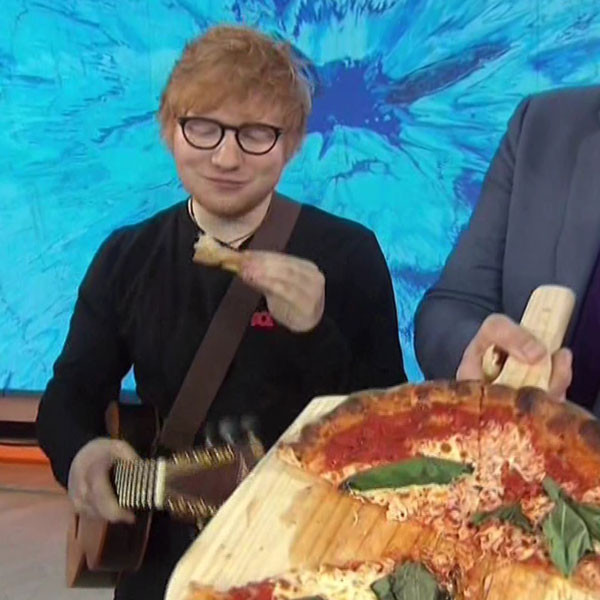 Ed Sheeran Can't Resist Snatching Slices of Pizza Ahead of His Show