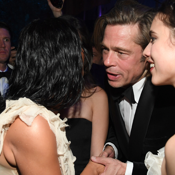 Brad Pitt, Kim Kardashian & Kanye West Are An Award-Worthy Oscars Trio