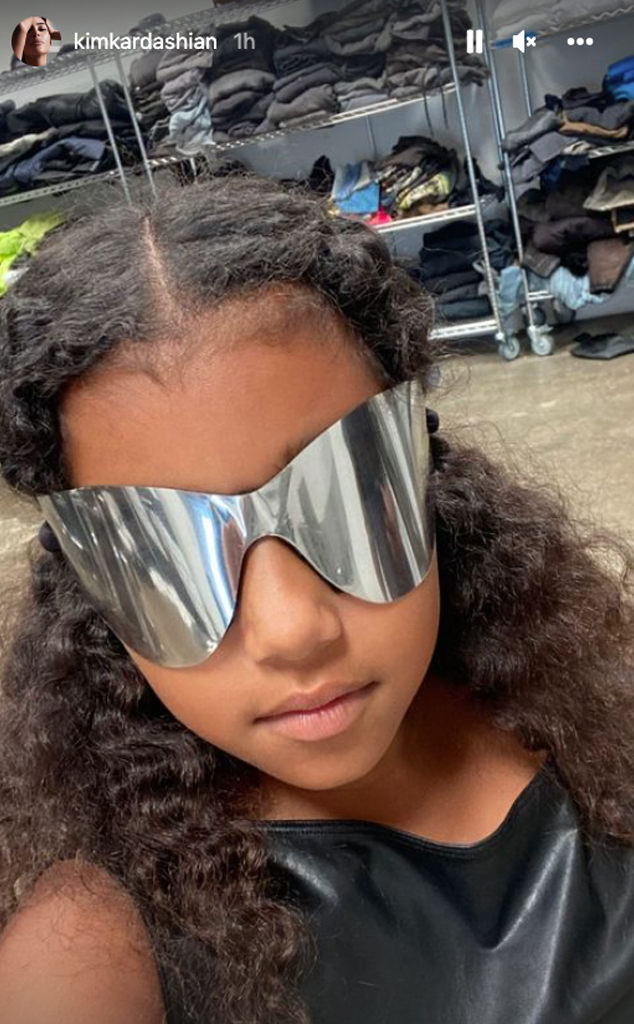 North West Models Futuristic Yeezy Shades